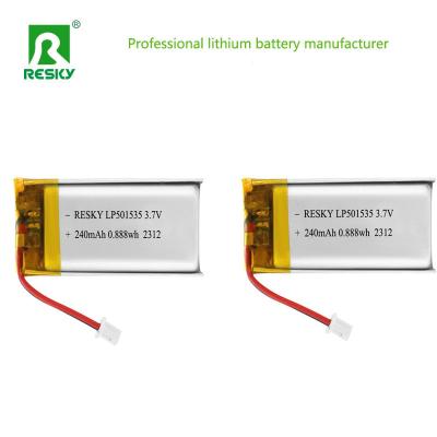 China Rechargeable Lithium Polymer Battery Cell 501535 240mAh 3.7v Solar Li-ion Lipo Batteries for sale