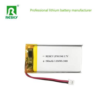 China Rechargeable Lithium Polymer Battery 501540 3.7v 280mAh Recycling Power Lipo Battery Cells for sale