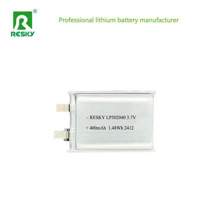 China Flat Lithium Battery Cell 502040 3.7v 400mAh Rechargeable Li-ion Polymer Battery Packs for sale