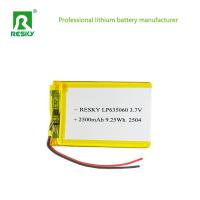 China Power Lifepo4 Battery 635060 3.7v 2500mAh 9.25wh Rechargeable Square Lipo Li-polymer Batteries for sale