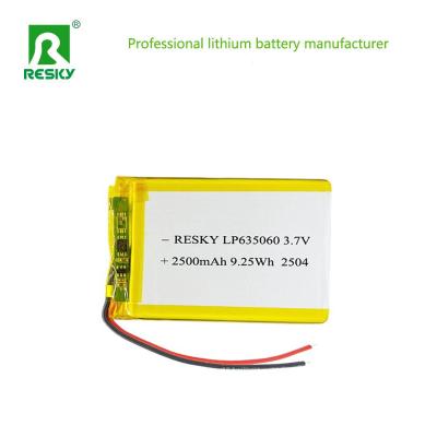 China Power Lifepo4 Battery 635060 3.7v 2500mAh 9.25wh Rechargeable Square Lipo Li-polymer Batteries for sale