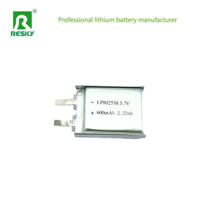 China Factory Wholesale Rechargeable Lithium Battery 802530 3.7V 600mAh Li Polymer Battery Cell for sale