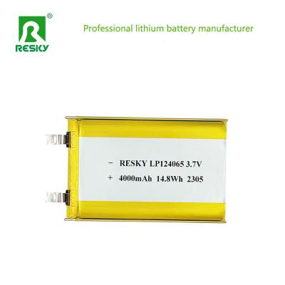 China Power Lithium Ion Battery 124065 3.7v 4000mAh 14.8wh Rechargeable Lipo Battery Packs for sale