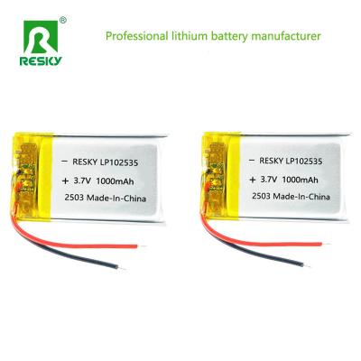 China Factory Lithium Polymer Battery Cell 3.7V 1000mAh 10*25*35mm for Smart Watch and Portable Electronics for sale