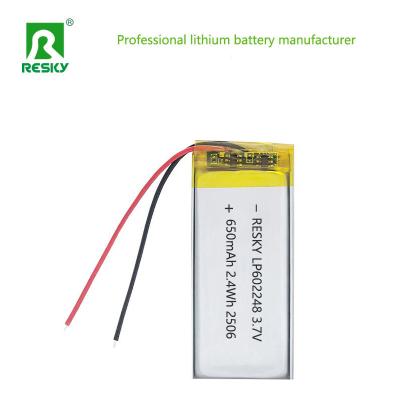 China 602248 Model 3.7V 650mAh Lithium Polymer Battery Rechargeable LiPo Battery for Beauty Devices for sale