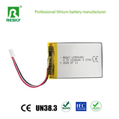 China Lithium Polymer Battery Pack 553450 3.7V 7.4V 1100mAh 1200mAh For Cameras Projectors for sale