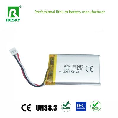 China Rechargeable Lithium Batteries 553450 3.7V 1100mAh 1200mAh 4.07wh Storage Lipo Battery Cell for sale