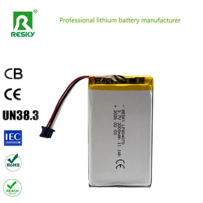 China Lithium Battery Cell 804070 3.7v 3000mAh 11.1wh Rechargeable Lipo Battery Pack for sale