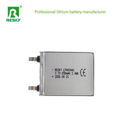 China Factory Single Lithium Battery Cell 443441 3.7V 650mAh Rechargeable Lipo Battery For Portable Beauty for sale