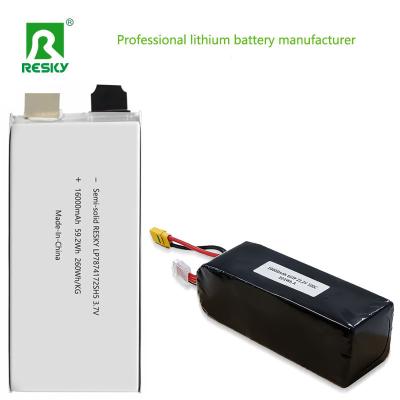 China Semi-solid High Rate RC Lipo Battery 16000mAh with 260Wh/kg Energy Density and 5C Discharge for RC UAV for sale
