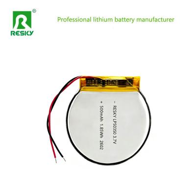 China Round Lithium Cells 50350 45350 3.7v 460mAh 500mAh 1.85wh Rechargeable Lithium Ion Polymer Battery for sale