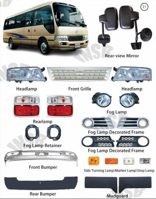 China Coaster Bus Spare Parts headlamp Tail Lamp Fog Lamp Grille Bumper Rearview Mirror for Coaster Bus for sale