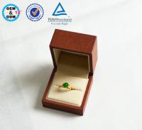 China Retro Plastic Jewelry Box Wooden Texture Paper Sliver Sticker Velvet Interior Jewelry Gift Packaging for sale