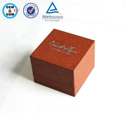 China Retro Plastic Jewelry Box Wooden Texture Paper Sliver Sticker Velvet Interior Jewelry Gift Packaging for sale
