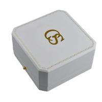 China Gold Foil Logo Velvet Jewelry Gift Boxes Push Button Embossed Paper Type for sale