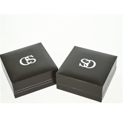 China Black Color Jewelry Plastic Gift Box Velvet Insert Silver Card Boarder Bangle Box for sale
