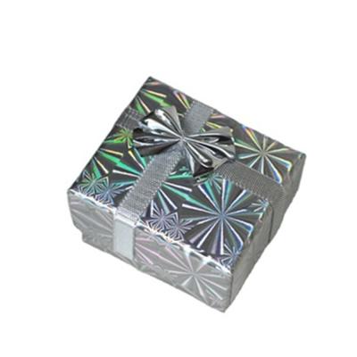 China Recyclable Silver Shiny Jewelry Paper Gift Box With Ribbon for sale