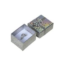 China Recyclable Silver Shiny Jewelry Paper Gift Box With Ribbon for sale