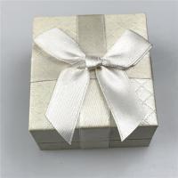 China White Stud Ribbon Texture Paper Jewelry Gift Boxes With Satin Insert for sale
