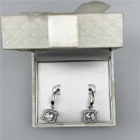 China White Stud Ribbon Texture Paper Jewelry Gift Boxes With Satin Insert for sale