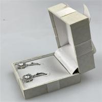 China White Stud Ribbon Texture Paper Jewelry Gift Boxes With Satin Insert for sale