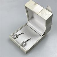 China White Stud Ribbon Texture Paper Jewelry Gift Boxes With Satin Insert for sale