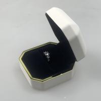 China PU Leather Velvet Jewelry Gift Boxes White Rounded Corner Metal Edge With LED Light for sale