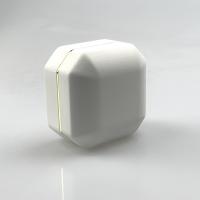China PU Leather Velvet Jewelry Gift Boxes White Rounded Corner Metal Edge With LED Light for sale