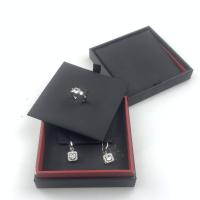 China Black Red Tactile Paper Jewelry Gift Boxes UV Stamping Earringss Ring PU Leather Insert for sale