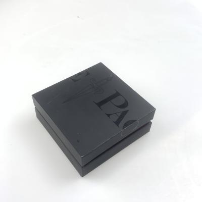 China Black Red Tactile Paper Jewelry Gift Boxes UV Stamping Earringss Ring PU Leather Insert for sale