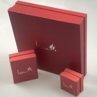 China Wedding Paper Gift Packaging Box Red Square Silver Stamping Jewelry Gift Box for sale