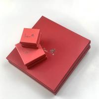 China Wedding Paper Gift Packaging Box Red Square Silver Stamping Jewelry Gift Box for sale