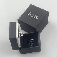 China 61g Square Paper Jewelry Gift Boxes Double Hot Stamping Matte Black Velvet Insert for sale