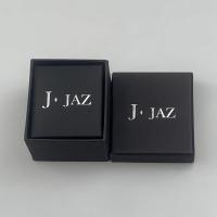 China 61g Square Paper Jewelry Gift Boxes Double Hot Stamping Matte Black Velvet Insert for sale