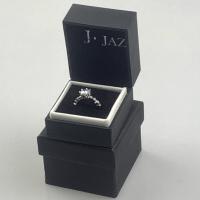 China 61g Square Paper Jewelry Gift Boxes Double Hot Stamping Matte Black Velvet Insert for sale