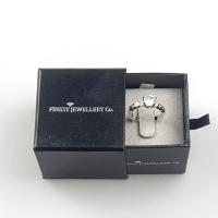 China Velvet Insert Paper Jewelry Gift Boxes Matte Black Silver Stamping Square Drawer Design for sale