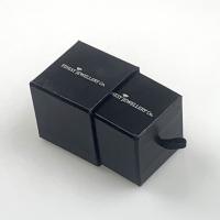 China Velvet Insert Paper Jewelry Gift Boxes Matte Black Silver Stamping Square Drawer Design for sale