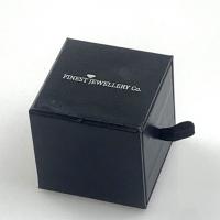 China Velvet Insert Paper Jewelry Gift Boxes Matte Black Silver Stamping Square Drawer Design for sale