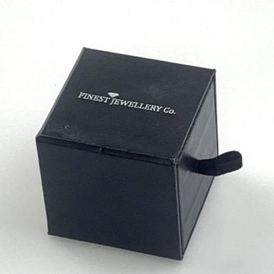 China Velvet Insert Paper Jewelry Gift Boxes Matte Black Silver Stamping Square Drawer Design for sale