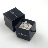 China Velvet Insert Paper Jewelry Gift Boxes Matte Black Silver Stamping Square Drawer Design for sale