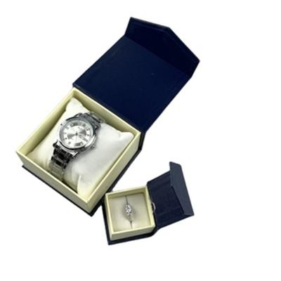 China Irregular Magnetic Closure Texture Paper Watch Box With Foam Pillow for sale