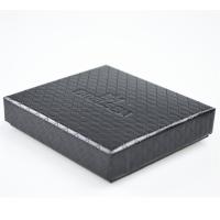China Black 2cm Mailer Gift Box Grid Paper Embossed Logo Watch Packaing With Paper Card Cloth for sale