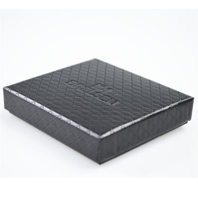 China Black 2cm Mailer Gift Box Grid Paper Embossed Logo Watch Packaing With Paper Card Cloth for sale