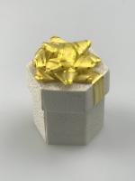 China Mini Golden Ribbon Hexagon Ring Box Bow White Texture Paper For Party Birthday Packaging for sale