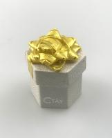 China Mini Golden Ribbon Hexagon Ring Box Bow White Texture Paper For Party Birthday Packaging for sale