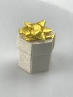 China Mini Golden Ribbon Hexagon Ring Box Bow White Texture Paper For Party Birthday Packaging for sale