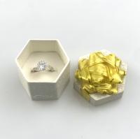 China Mini Golden Ribbon Hexagon Ring Box Bow White Texture Paper For Party Birthday Packaging for sale