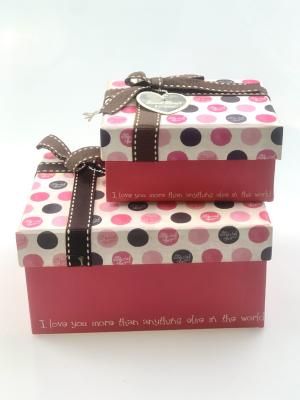 China Rectangle Paper Gift Packaging Box With Crossed Ribbon Bow For Candy Cosmetic for sale