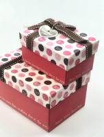 China Rectangle Paper Gift Packaging Box With Crossed Ribbon Bow For Candy Cosmetic for sale