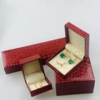 China Red Crocodile Soft Insert Paper Gift Packaging Box Wrist Jewelry Ring Earring Bangle Display for sale